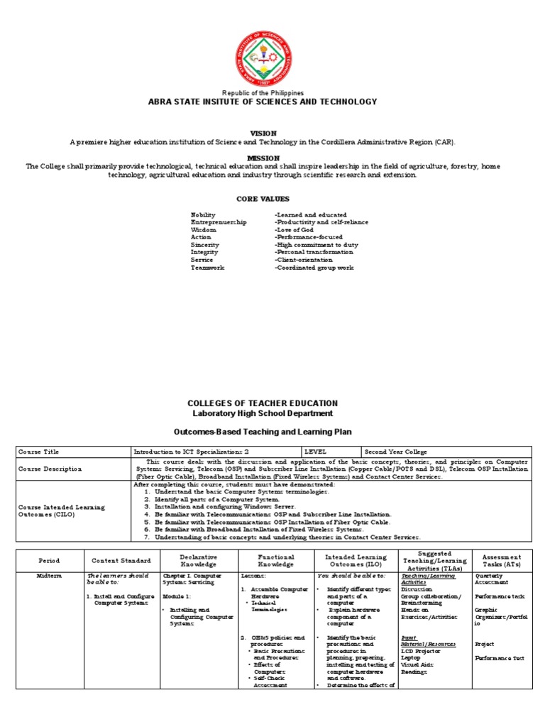 ECICT 2 Syllabus Final | Download Free PDF | Computer Hardware ...