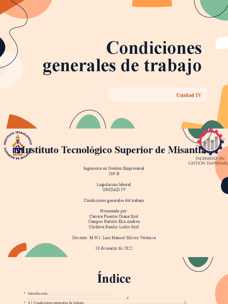 Unidad 4. Condiciones Generales Del Trabajo | PDF | Salario | Tiempo de trabajo