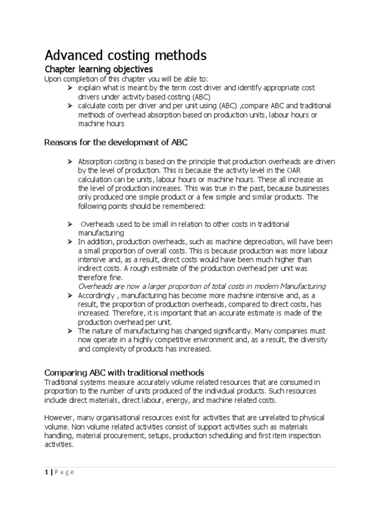 ABC Advanced Methods | PDF | Cost Of Goods Sold | Business