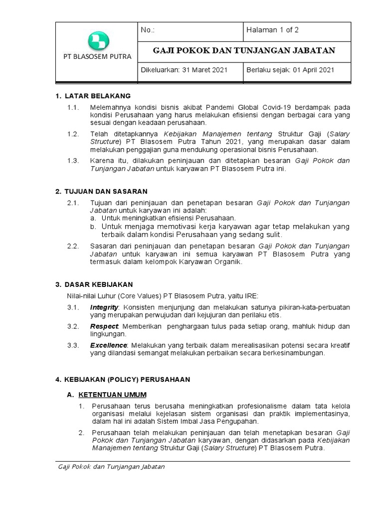 BP - SK - 2021 - 2.gaji & Tunjangan Jabatan | PDF