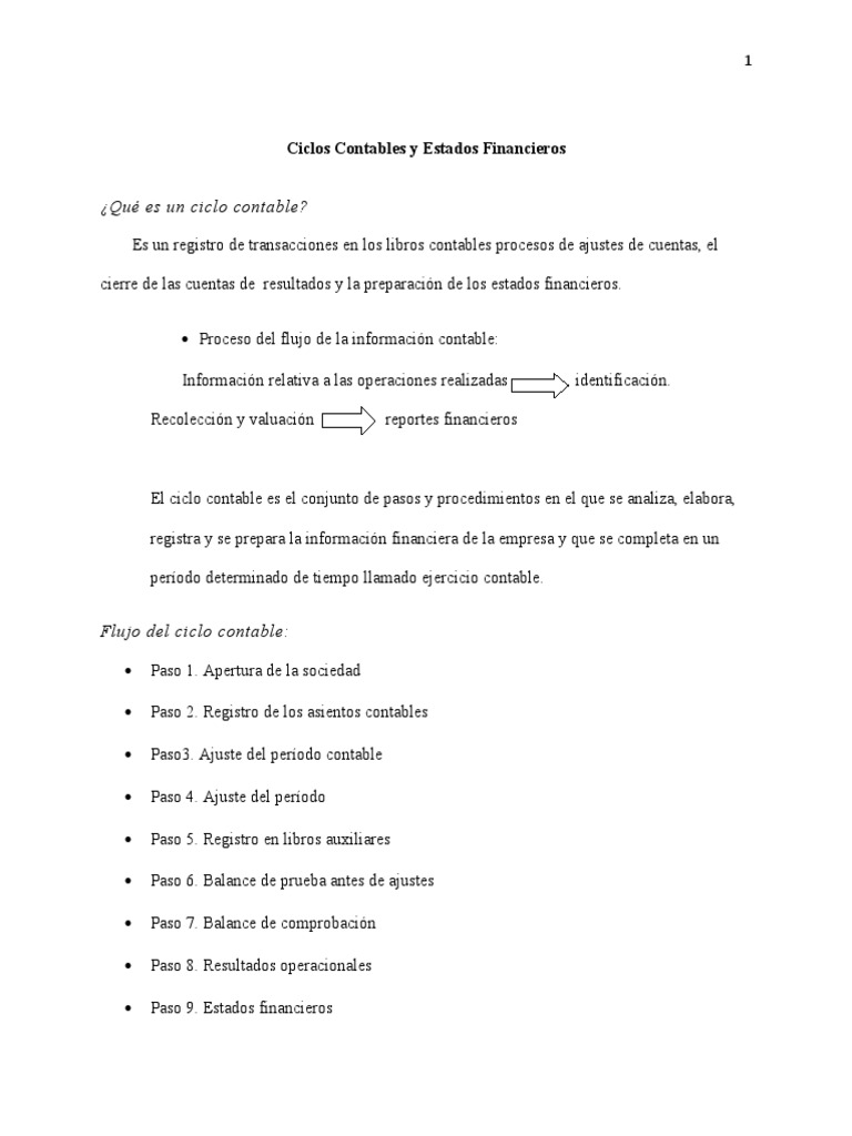 Ciclos Contables y Estados Financieros | PDF | Estado financiero | Contabilidad