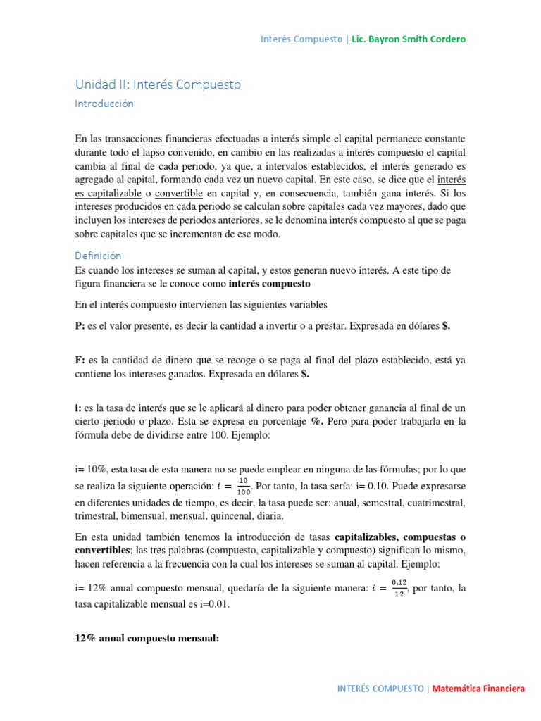 Guía del Interés Compuesto en Finanzas | PDF | Interés | Capital (economía)