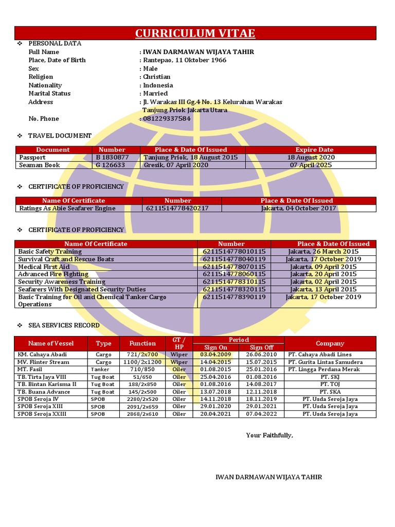 Curriculum Vitae Iwan Darmawan | PDF | Service Industries | Shipping