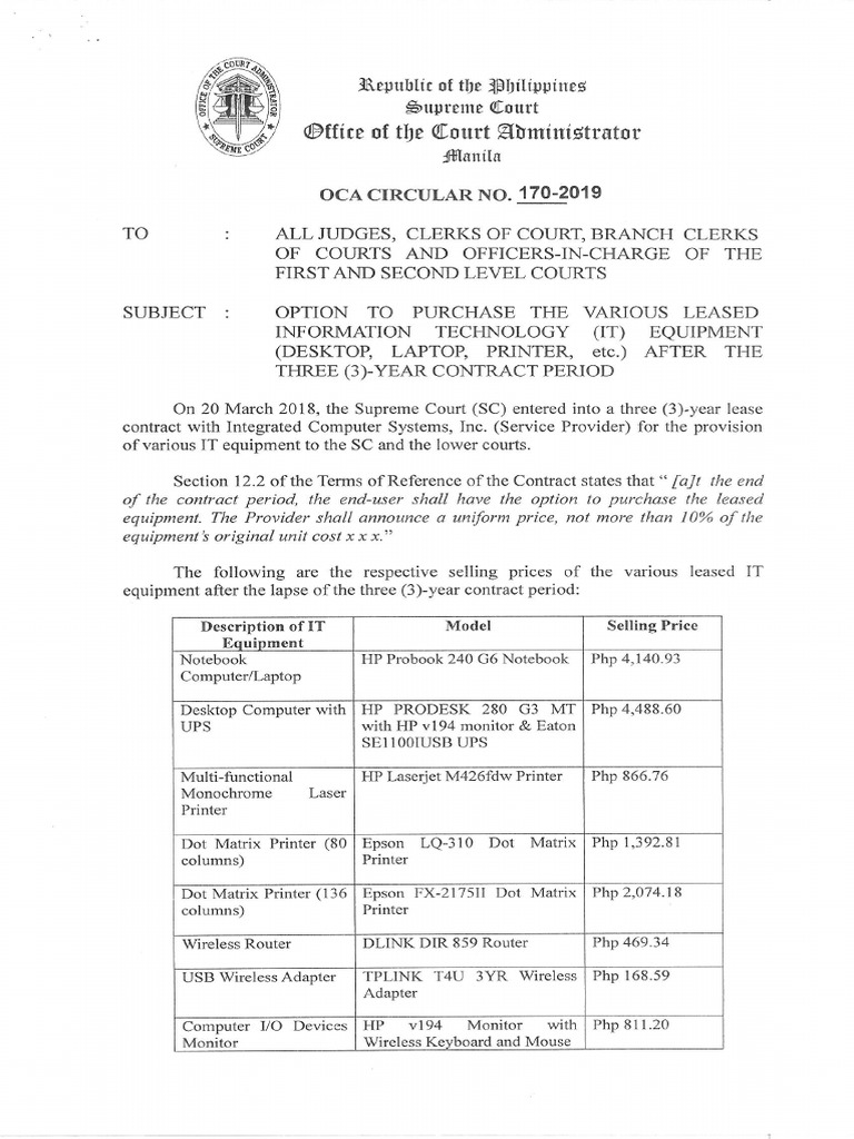 OCA-Circular-No.-170-2019-OPTION TO PURCHASE | PDF