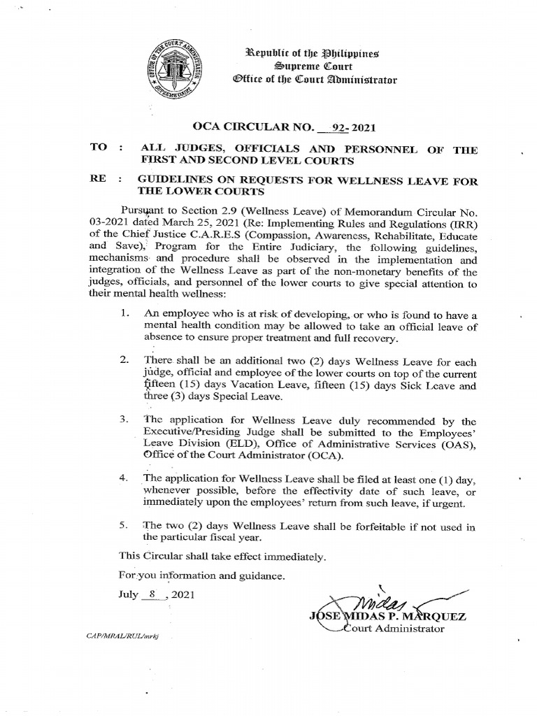 OCA Circular No. 92 20211 | PDF