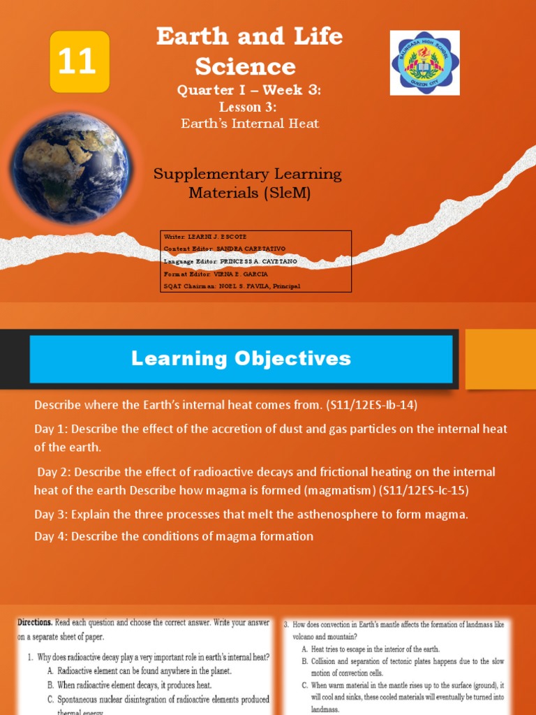 l3 Earth's Internal Heat | PDF | Plate Tectonics | Planetary Core