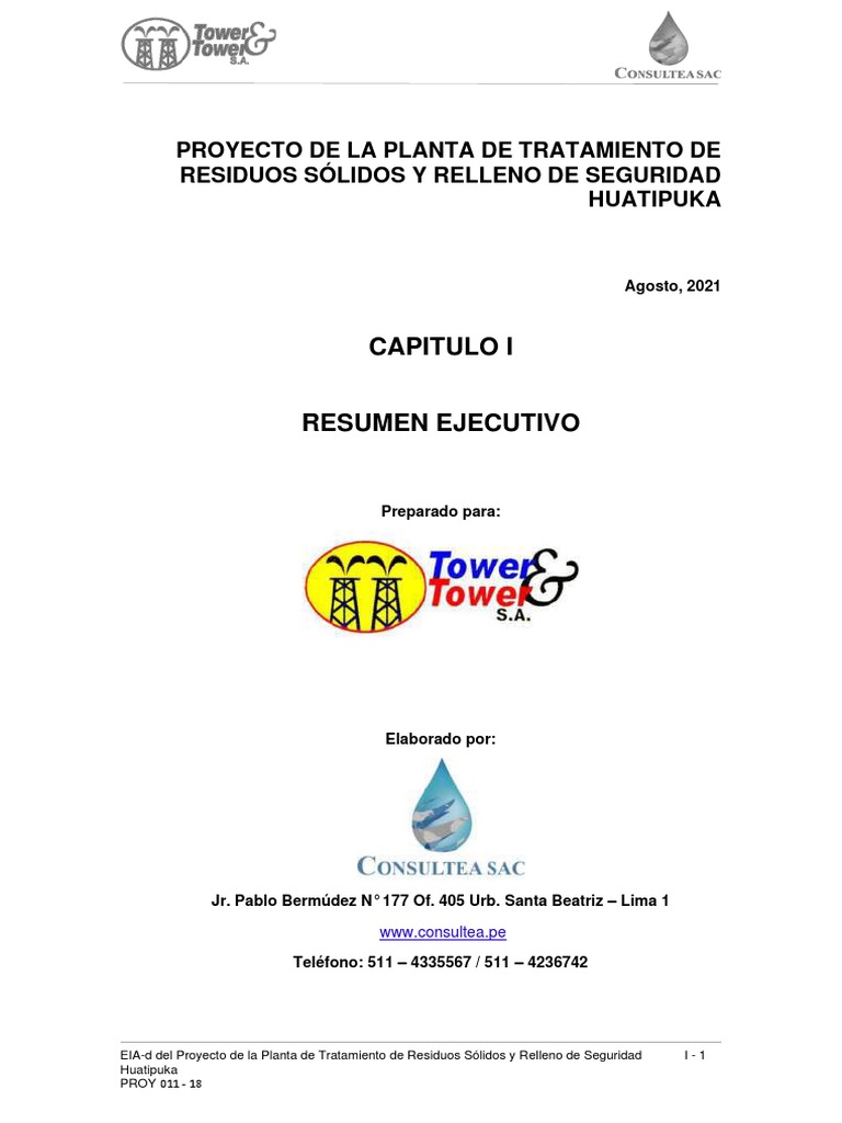 Proyecto de La Planta de Tratamiento de Residuos Sólidos y Relleno de Seguridad Huatipuka | PDF ...