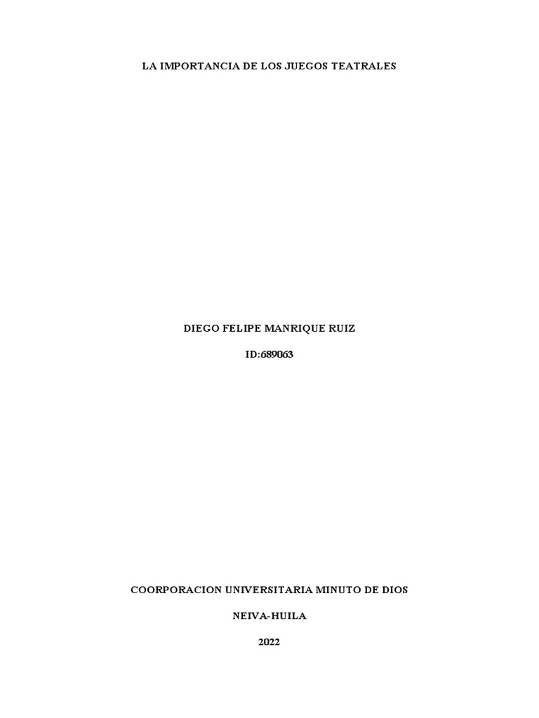 Juegos Teatrales en Educación Infantil | PDF