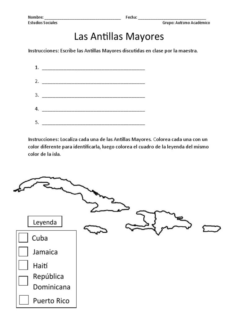 Actividad: Las Antillas Mayores | PDF