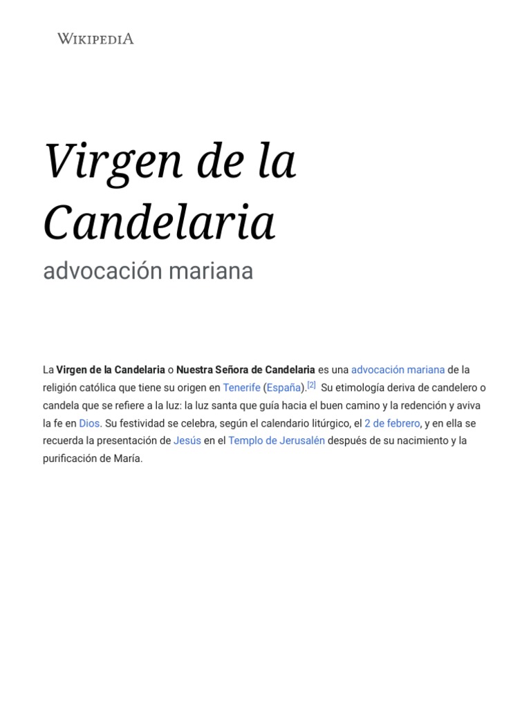 Virgen de La Candelaria - Wikipedia, La Enciclopedia Libre | PDF