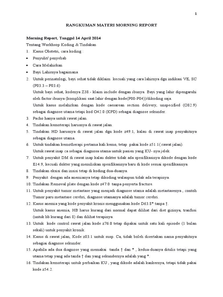 Rangkuman Materi Morning Report | PDF