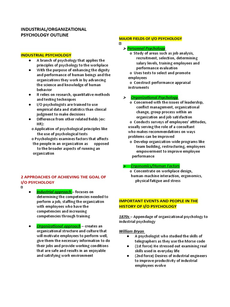 Io-Psych Outline-Review | PDF | Industrial And Organizational ...