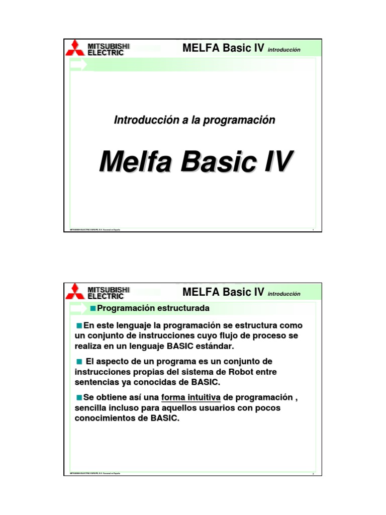 MELFA Basic IV Introducción. Introducción A La Programación | PDF | Básico | Desarrollo de software