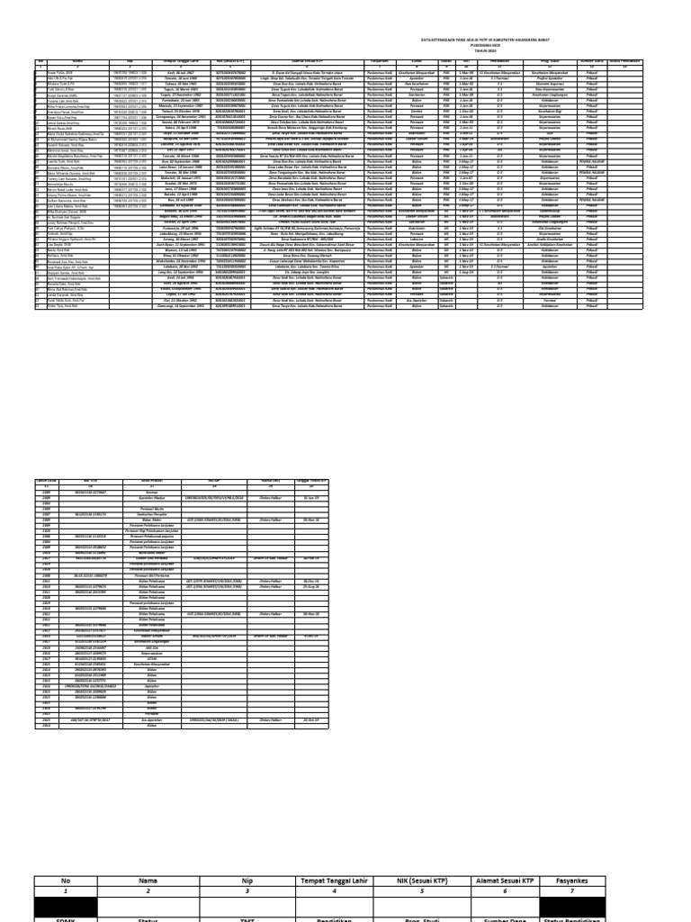 Format Data PNS Se-Kab - Halbar Untuk Ka Mad | PDF