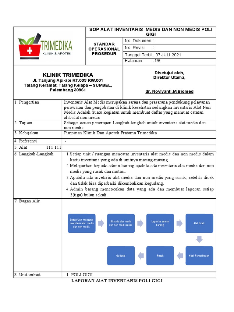 SOP Inventaris Alat Poli Gigi | PDF