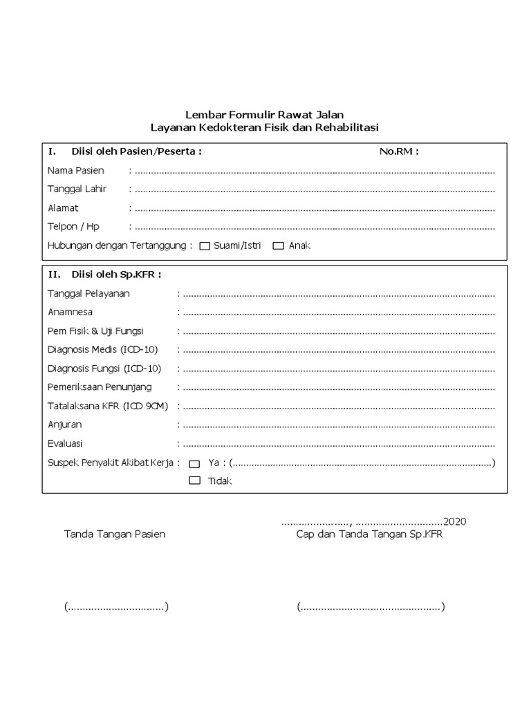 Lembar Formulir Rawat Jalan | PDF