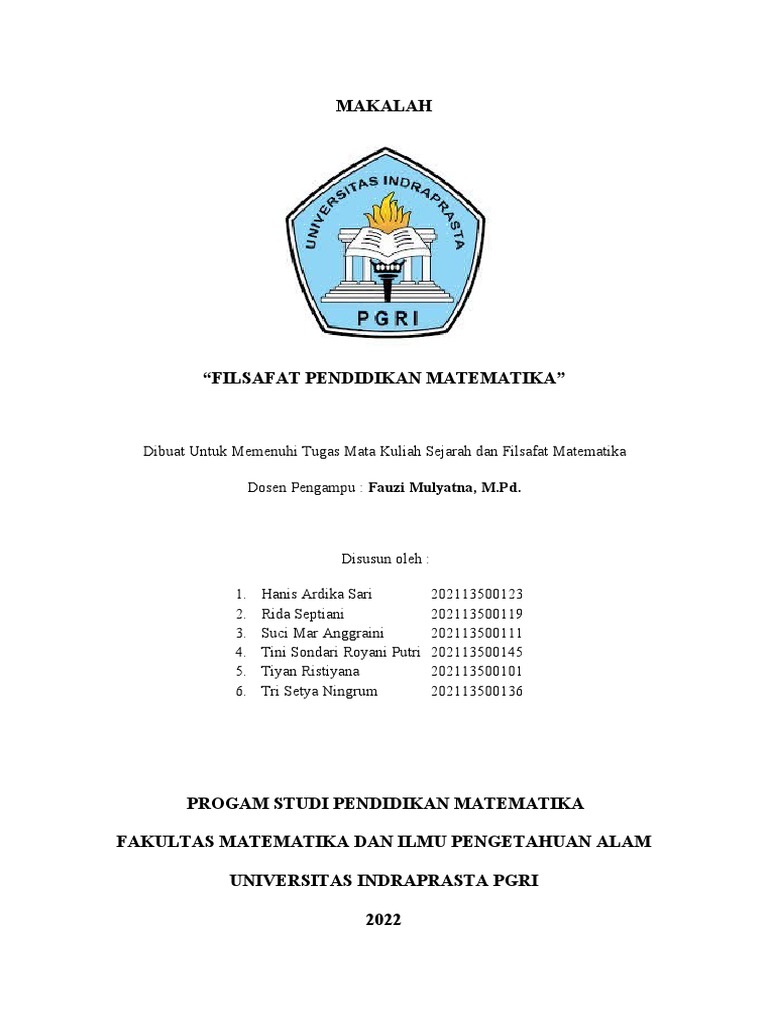 Makalah Filsafat Pendidikan Matematika Kelompok 3 | PDF