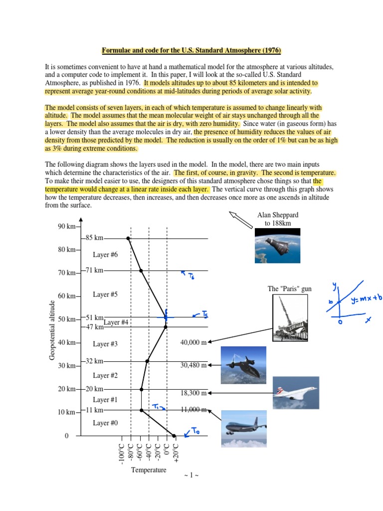 Formulae and Code US Standard Atmosphere 1976 | PDF | Atmosphere Of ...