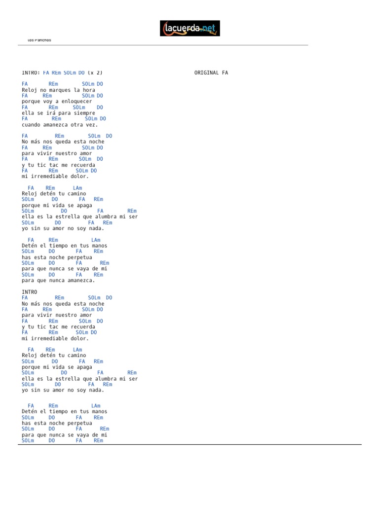 RELOJ, Los Panchos - Acordes | PDF