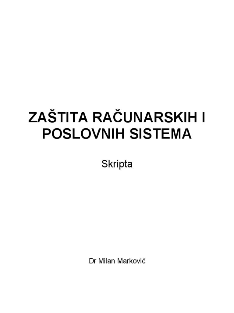 Skripta Zastita Racunarskih I Poslovnih Sistema 01 | PDF