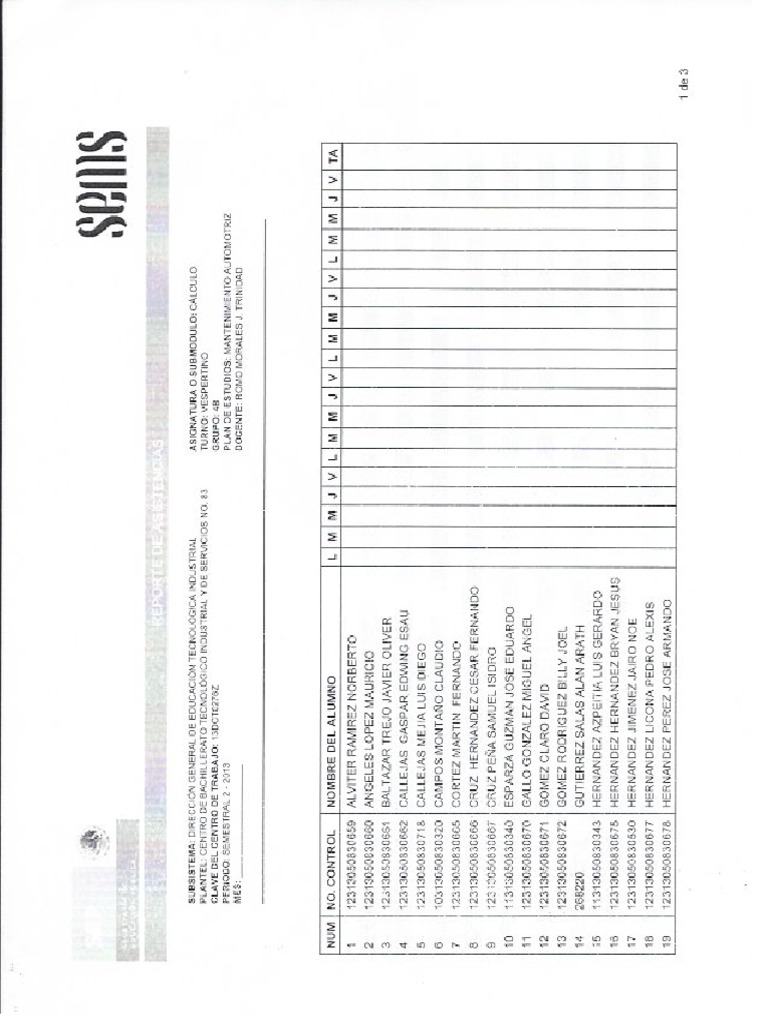 Registros Servicios CBTIS 8 | PDF