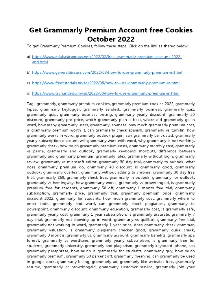 Get Grammarly Premium Account Free Cookies October 2022 | PDF | Computing | Software Development