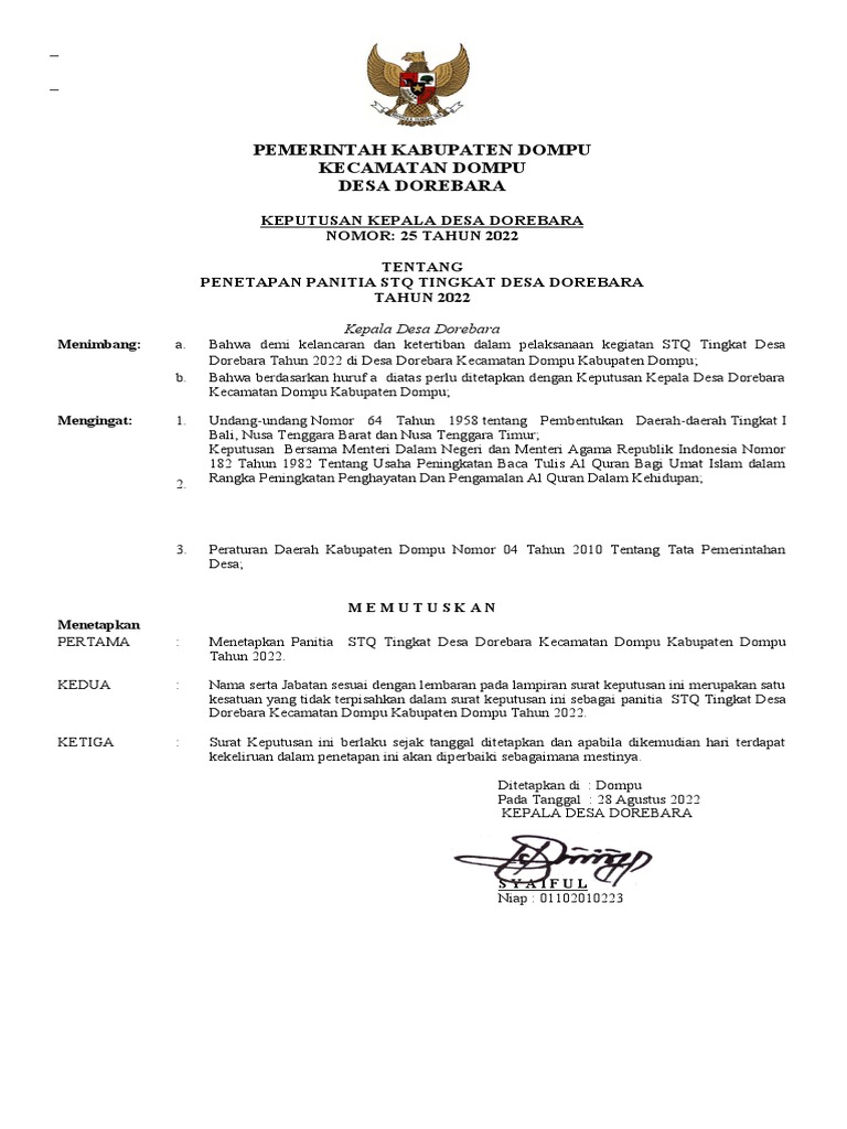 SK Panitia MTQ 2022 | PDF