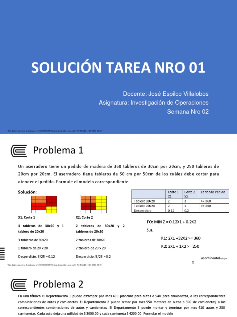 Semana 2 PLineal Soluci N Tarea PDF | PDF