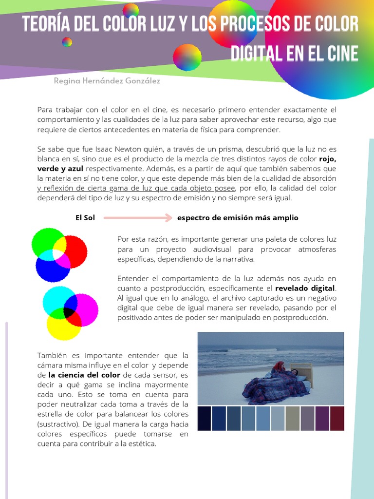 Teoría Del Color Luz y Los Procesos de Color Digital en El Cine. | PDF | Color | Ligero