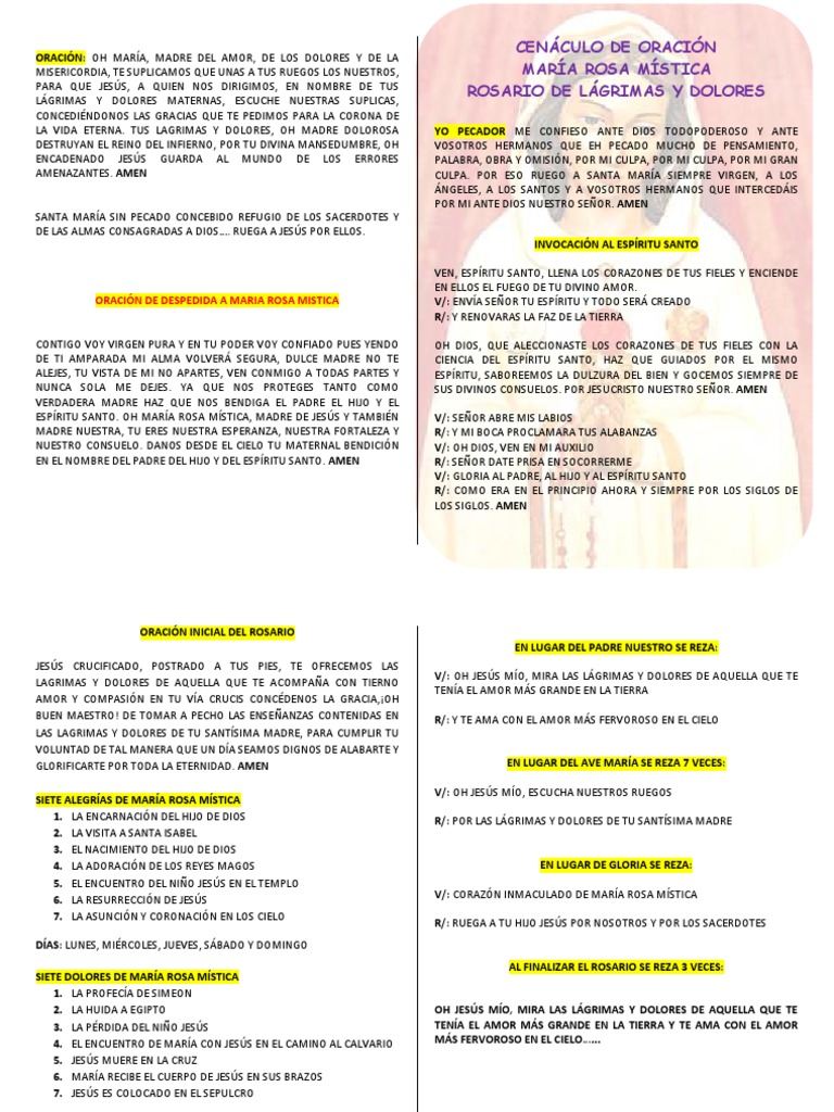 Oraciones a María Rosa Mística | PDF | María, madre de Jesús | Oración