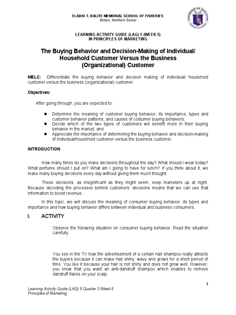 Lag5 Q3 WK5 Marketing | PDF | Consumer Behaviour | Behavior