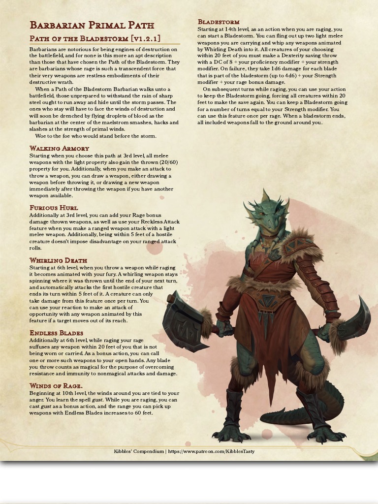 Barbarian - Path of The Bladestorm - GM Binder | PDF