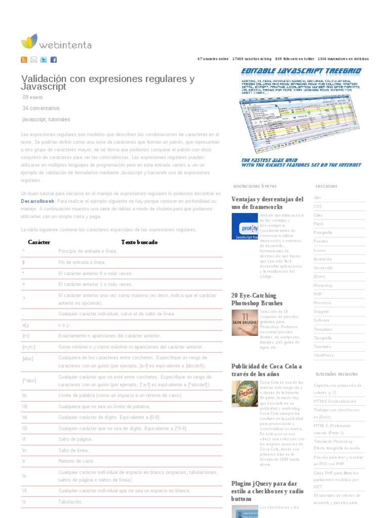 Validacion Con Expresiones Regulares Y Javascript Pdf Expresión