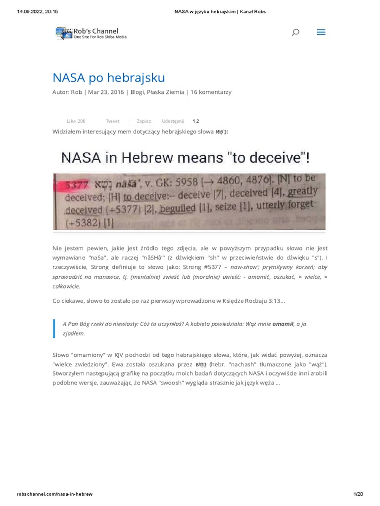NASA W Języku Hebrajskim - Kanał Robs | PDF