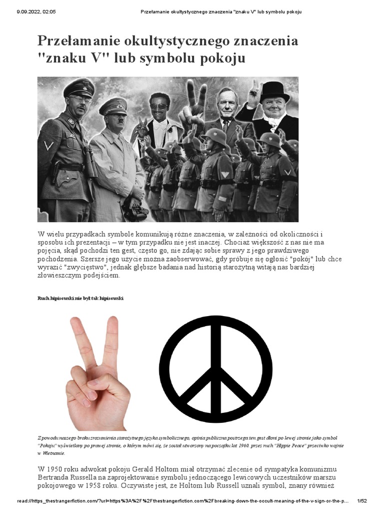 Przełamanie Okultystycznego Znaczenia - Znaku V - Lub Symbolu Pokoju | PDF