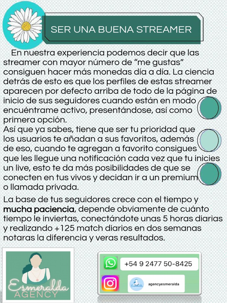 Consejos para Ser Una Buena Streamer-Esmeralda Agency | PDF