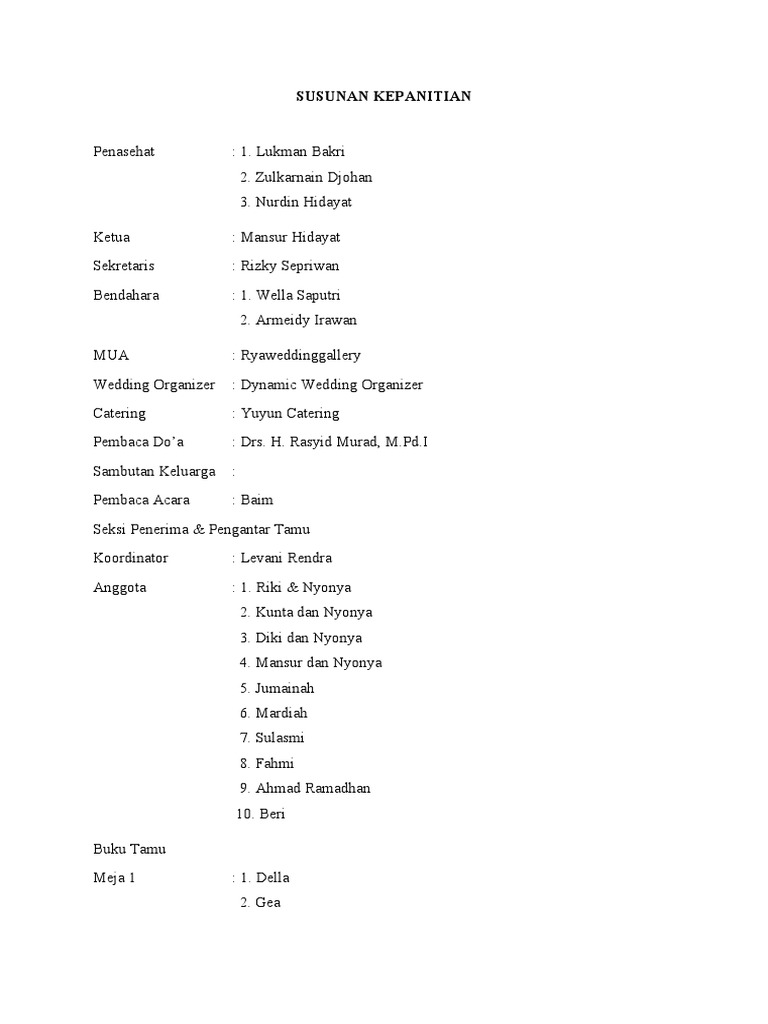Susunan Kepanitian | PDF