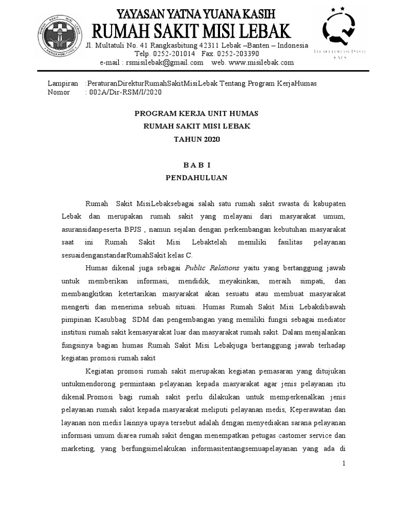 Program Kerja Humas 2020 | PDF