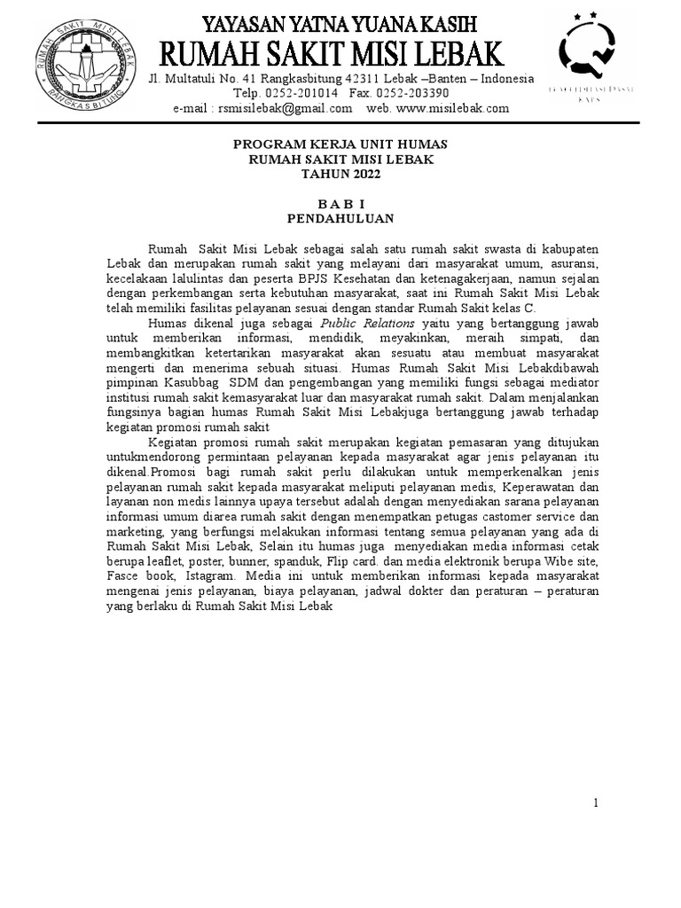 Program Kerja Humas 2022 | PDF