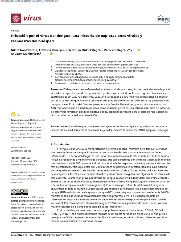 Viruses 13 01967 V2.en - Es | PDF | Virus | Inflamación