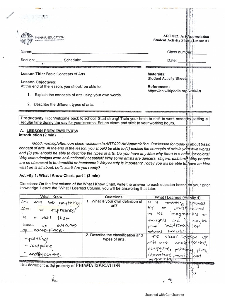Art 002 Lesson 1 | PDF