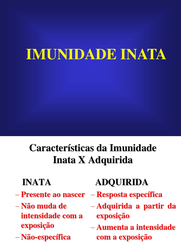 Aula 3 IMUNIDADE INATA | PDF | Sistema imunológico | Antígeno