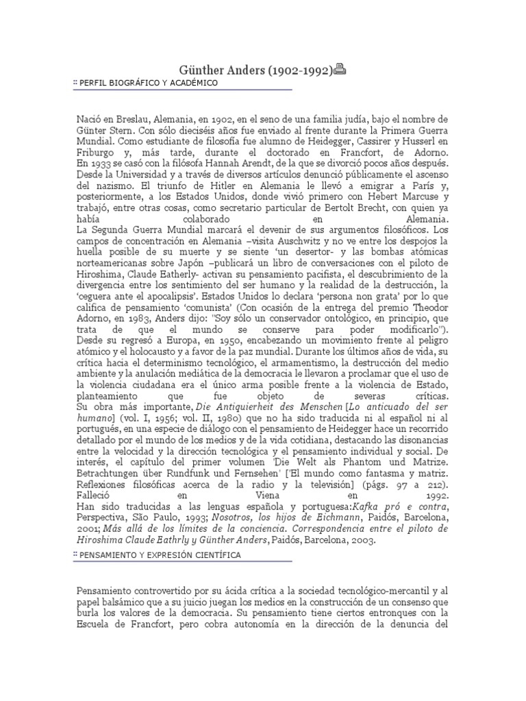 Günther Anders | PDF | Historia