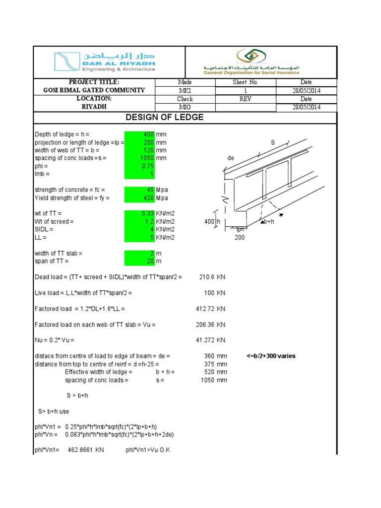Ledge Design of Beam To Take TT-slab | PDF | Building Engineering | Structural Engineering
