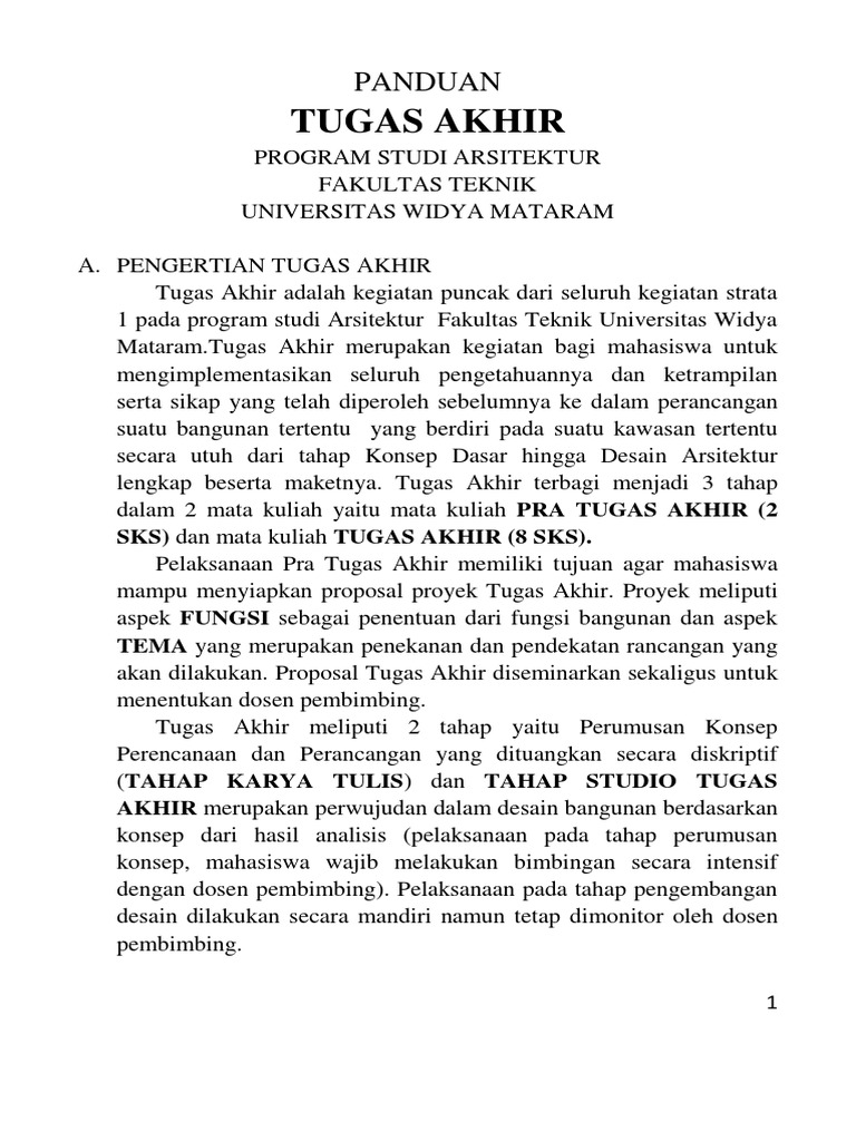 PANDUAN TGA Tugas Gambar Akhir Universitas Widya Mataram | PDF | Seni | Teknologi & Rekayasa
