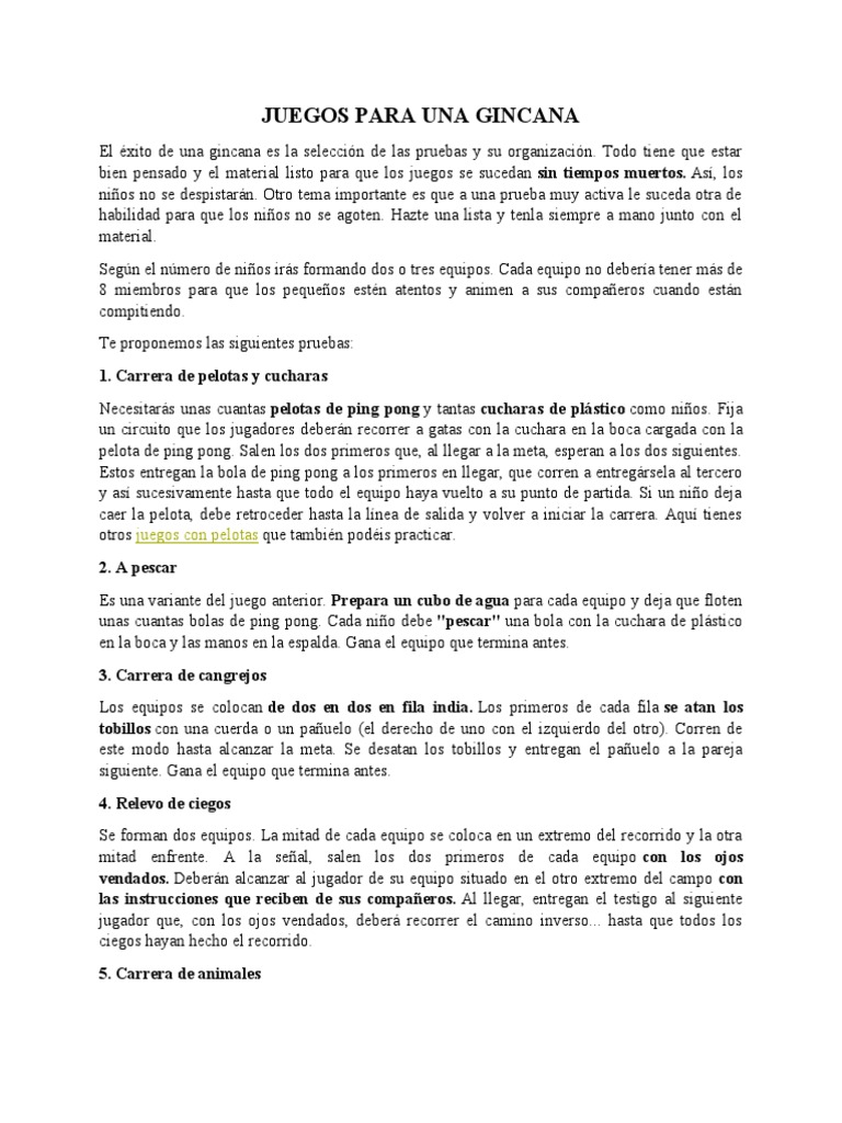 Juegos para Una Gincana | PDF | Tenis de mesa