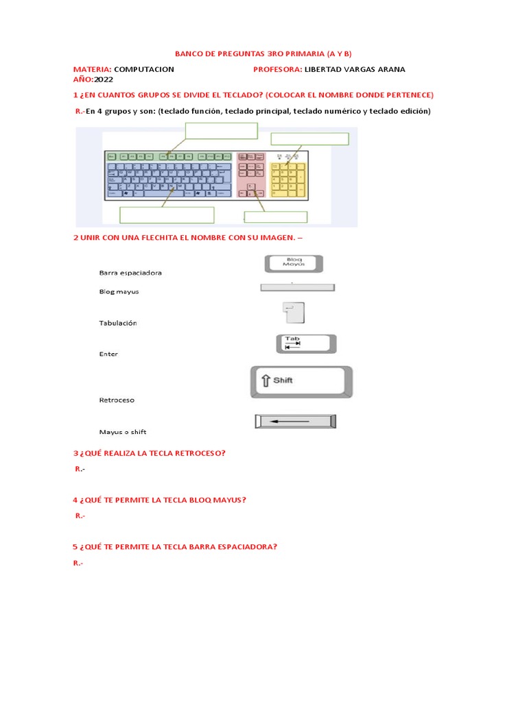 Banco de Preguntas y Respuesta 3ro Primaria (A y B) 2022 | PDF