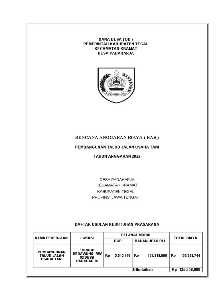 Rab Jut Talud Dukuh Kedondong RW 02 Revisi Opname | PDF