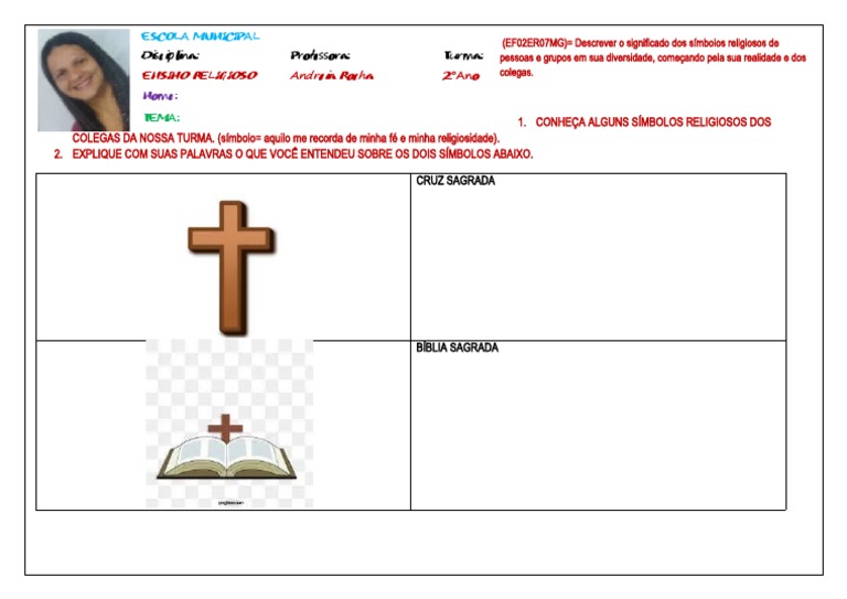 Atividades sobre Símbolos Religiosos 2º Ano | PDF | Autoajuda | Ciências e Matemática