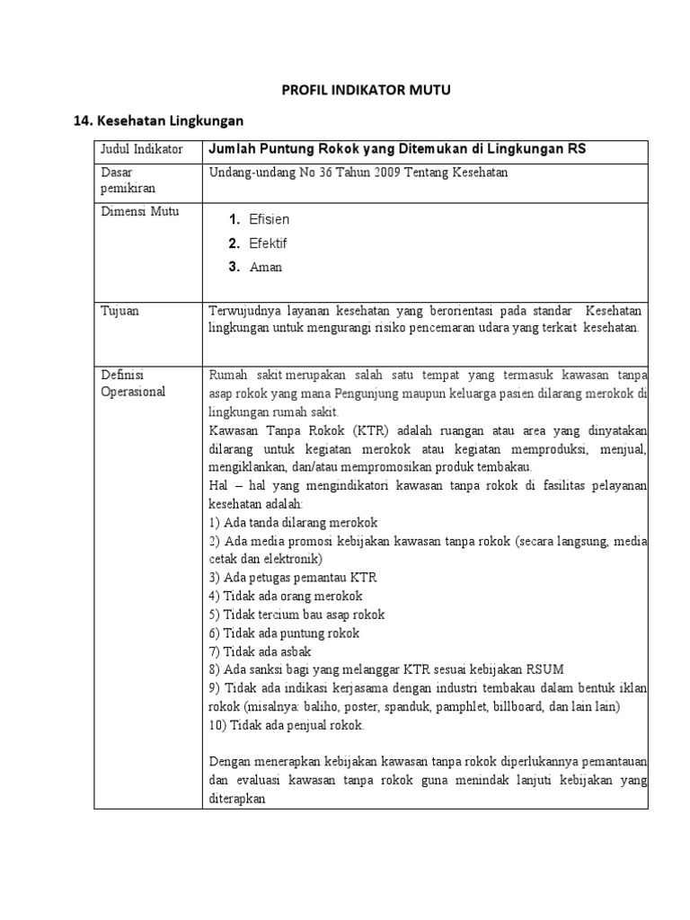 Profil Indikator Mutu Kesling | PDF